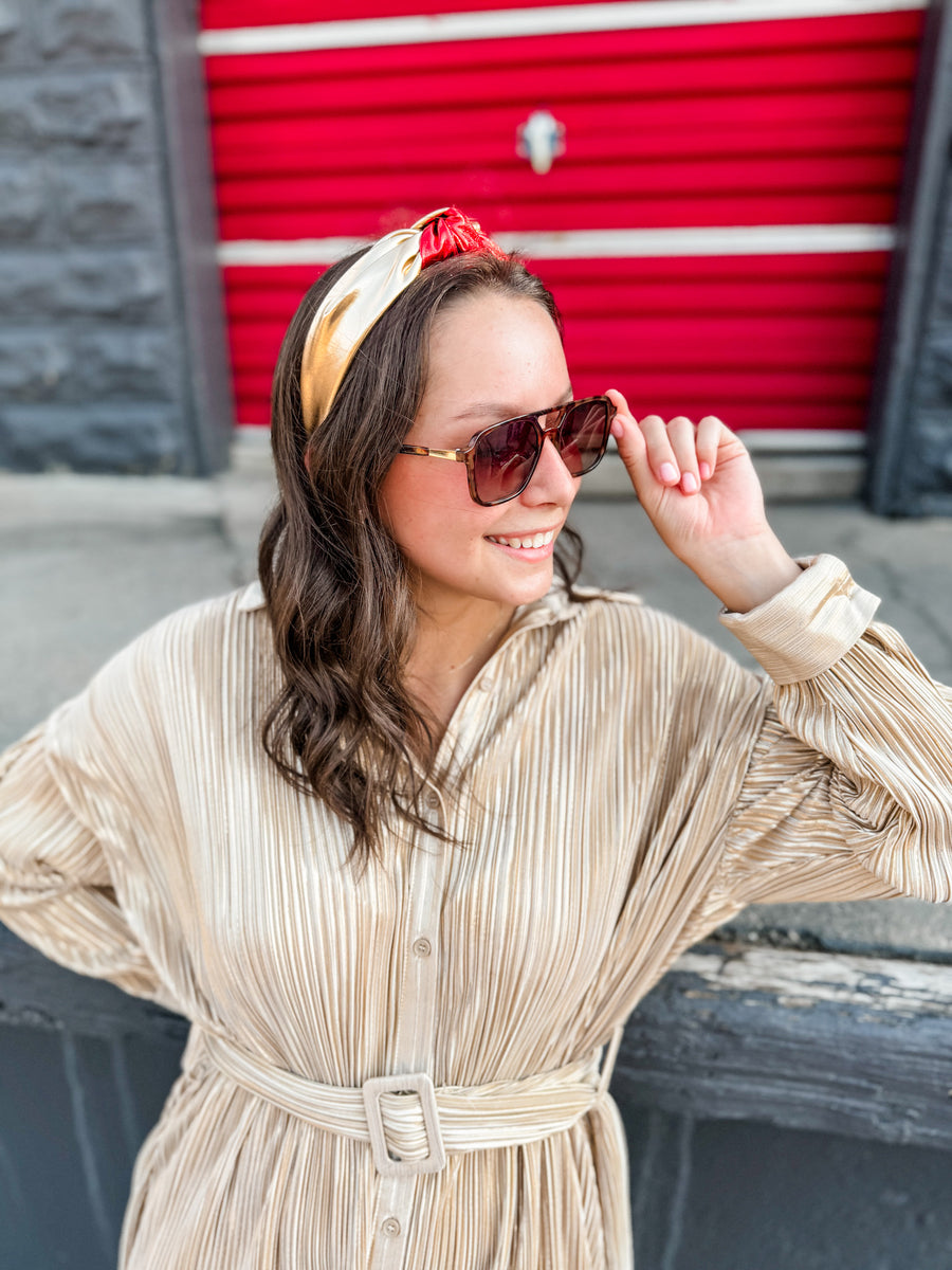 Rise To Fame Metallic Structured Headband – Ruby Red & Co.